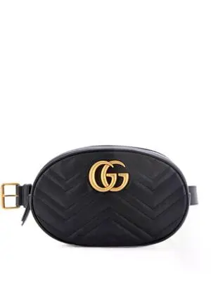 Gucci Gg Marmont Matelasse Leather Belt Bag - Black