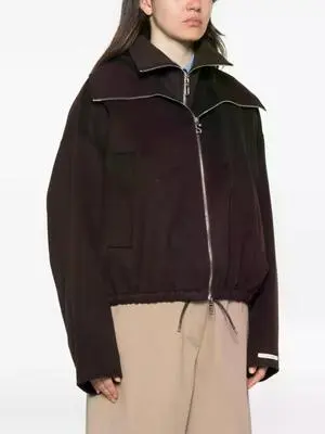 Sportmax Layered-collar Elasticated-hem Jacket - Brown