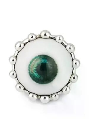 POISONED HEARTS Ceramic Eye Motif Ring - Silver