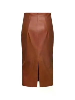 BLANCA VITA High-rise Back-slit Midi Skirt - Brown