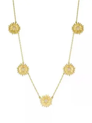 TANYA FARAH 18k Yellow Diamond Daisy Station Necklace - Gold