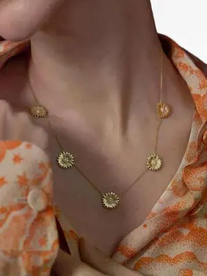 TANYA FARAH 18k Yellow Diamond Daisy Station Necklace