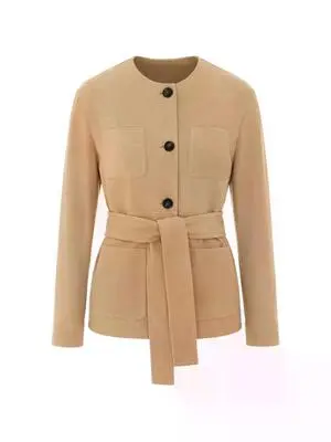 Max Mara Belted Suede Jacket Beige - Neutrals
