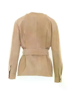 Max Mara Belted Suede Jacket Beige - Neutrals
