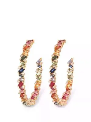 SUZANNE KALAN Rainbow Sapphire And Diamond Hoop Earrings - Gold