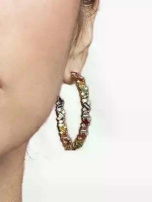 SUZANNE KALAN Rainbow Sapphire And Diamond Hoop Earrings - Gold