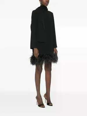 P.a.r.o.s.h Feather-trim Scarf-detail Mini Dress