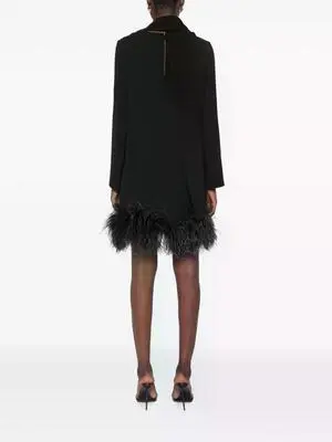 P.a.r.o.s.h Feather-trim Scarf-detail Mini Dress