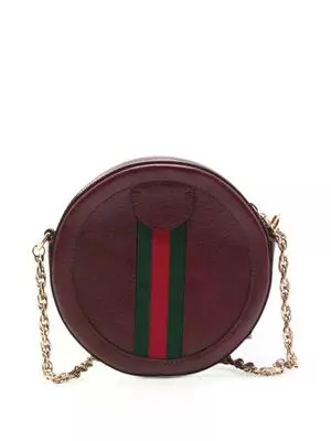 Gucci 2016-2026 Mini Calfskin Web Ophidia Round Crossbody Bag - Red
