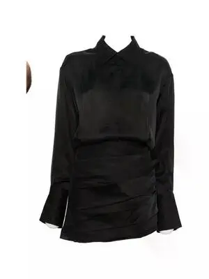 Andamane Andrea Ruched-detail Long-sleeves Mini Dress - Black