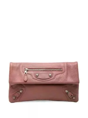 Balenciaga 2005-2026 Grained Calfskin Motocross Giant 21 Envelope Clutch Bag - Pink