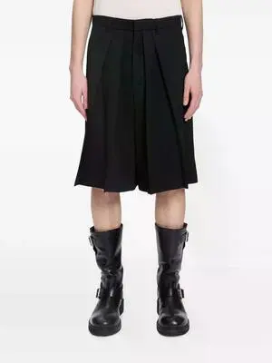ANN DEMEULEMEESTER Pleated Wide-leg Bermuda Shorts - Black