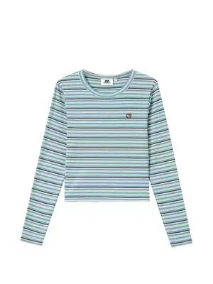 CHOCOOLATE Striped Ribbed-knit Long-sleeve T-shirt - Blue
