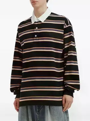 Izzue Striped Long-sleeve Polo Shirt - Black