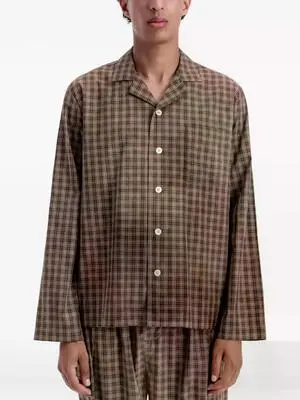TEKLA Checked Cotton Pajamas - Brown