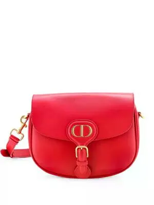 Dior Bobby Flap Bag Leather Medium Crossbody Bag - Red