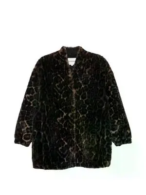 Apparis Jane Leopard Print Faux Fur Coat - Brown