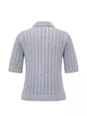 Eleventy Pointelle-knit Polo Shirt