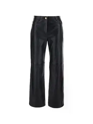 Max Mara Wide-leg Leather Trousers - Black