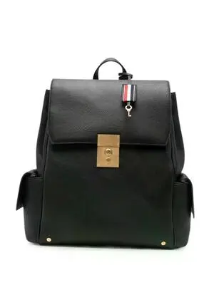 Thom Browne Bolton Pebbled-leather Push-lock Backpack - Black