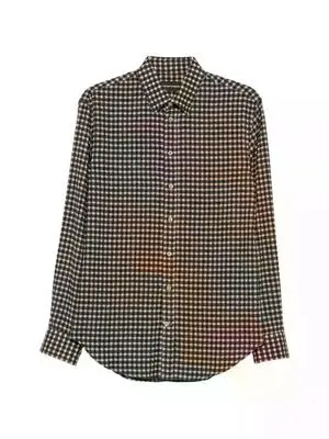 Emporio Armani Gingham-check Long-sleeve Shirt - Black
