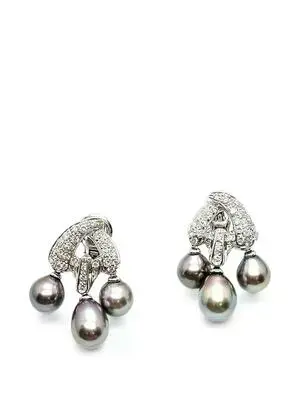 ANDREOLI Pearl-drop Diamond Earrings - Silver