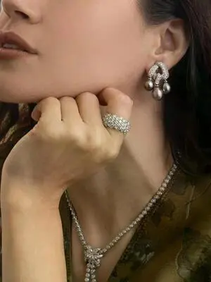 ANDREOLI Pearl-drop Diamond Earrings