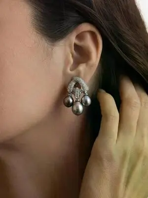 ANDREOLI Pearl-drop Diamond Earrings