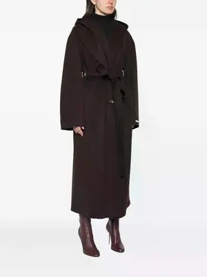 Sportmax Hooded Belted Coat - Brown