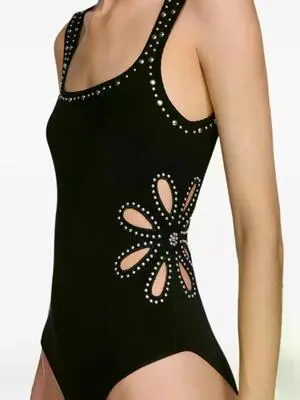 Sandro Floral-appliqué Pointelle-knit Top