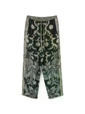 PIERRE-LOUIS MASCIA Aloe Floral Print Drawstring Trousers - Black