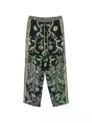 PIERRE-LOUIS MASCIA Aloe Floral Print Drawstring Trousers - Black