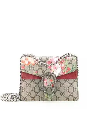 Gucci Dionysus Bag Blooms Print Gg Coated Canvas Mini Shoulder Bag - Brown
