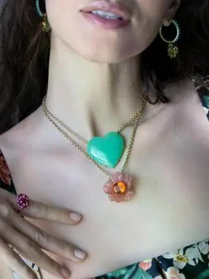 Irene Neuwirth One Of A Kind Love Chrysoprase Heart-pendant Necklace - Gold