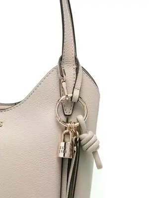 Guess Melody Logo-plaque Pebbled Shoulder Bag - Grey