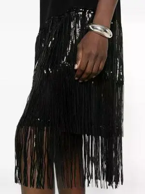 DE SANTIS Sequin Embellished Fringed Midi Dress