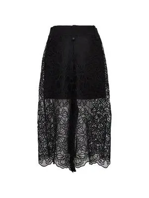 CLUB21 Embroidered-lace Midi Skirt - Black