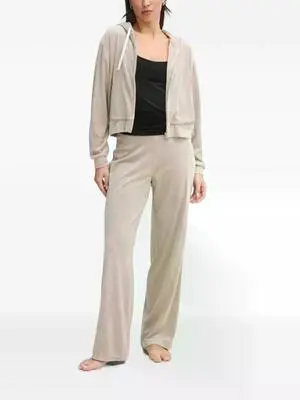 Juicy Couture Logo-waistband Ribbed Trousers - Neutrals