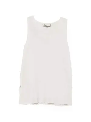D.exterior Sleeveless V-neck Top With Side Slits - Neutrals