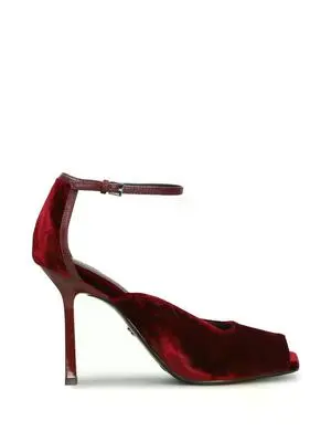 Lola Cruz Velvet Open-toe Sandals - Red