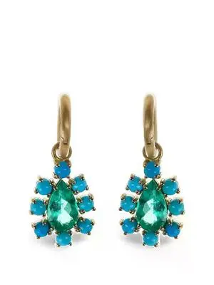 Irene Neuwirth Gemmy Gem Emerald And Turquoise Earrings - Gold
