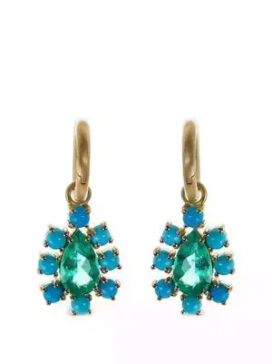 Irene Neuwirth Gemmy Gem Emerald And Turquoise Hoop Earrings - Gold