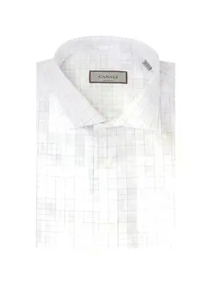 Canali Check-pattern Cotton Shirt - White