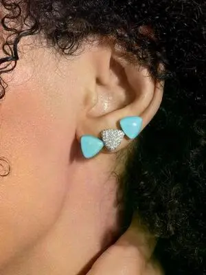 Vhernier Multi-stone Diamond And Turquoise Earrings - Blue