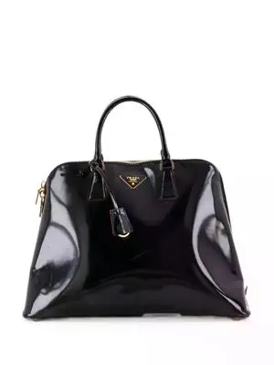 Prada Promenade Bag Spazzolato Leather Large Satchel - Black