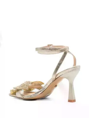 TWENTY FOURHAITCH Crystal-embellished Bow-detail Sandals - Gold