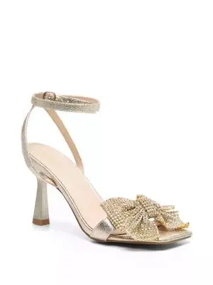 TWENTY FOURHAITCH Crystal-embellished Bow Sandals - Gold