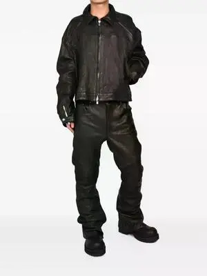 FILTH Panelled Leather Flared Trousers