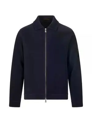 Fedeli Zip-up Collared Jacket - Blue