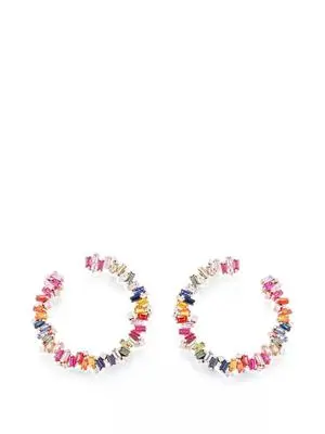 SUZANNE KALAN Celeste Sapphire And Diamond Hoop Earrings - Gold